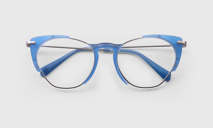 Eyebobs Mingled Blue Light Glasses Womens Silver and Matte Powder Blue